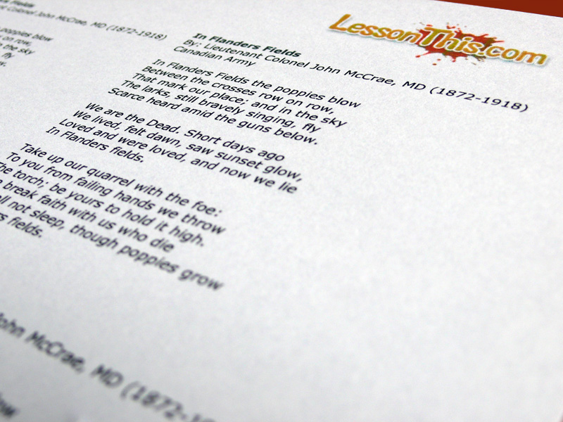 In Flanders Fields by John McCrae – Lesson This